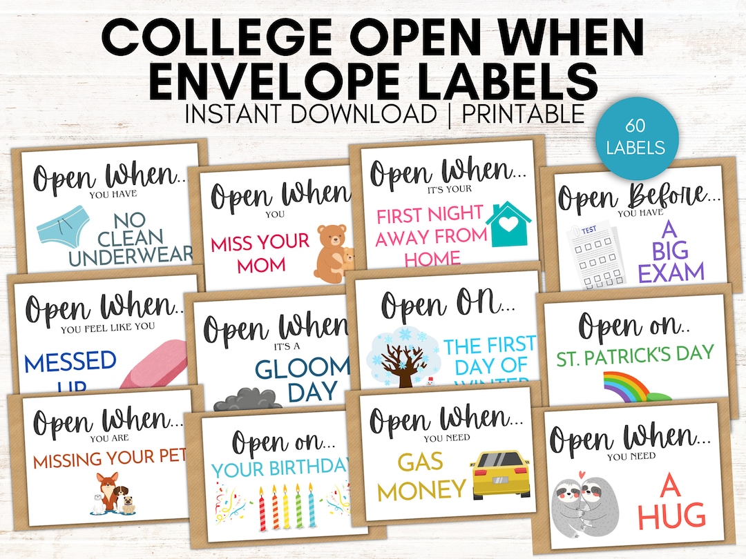 Open When Envelopes for College, Open When Letters, College Going Away ...
