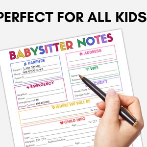 Babysitter Information Sheet, Babysitter Checklist, Printable ...