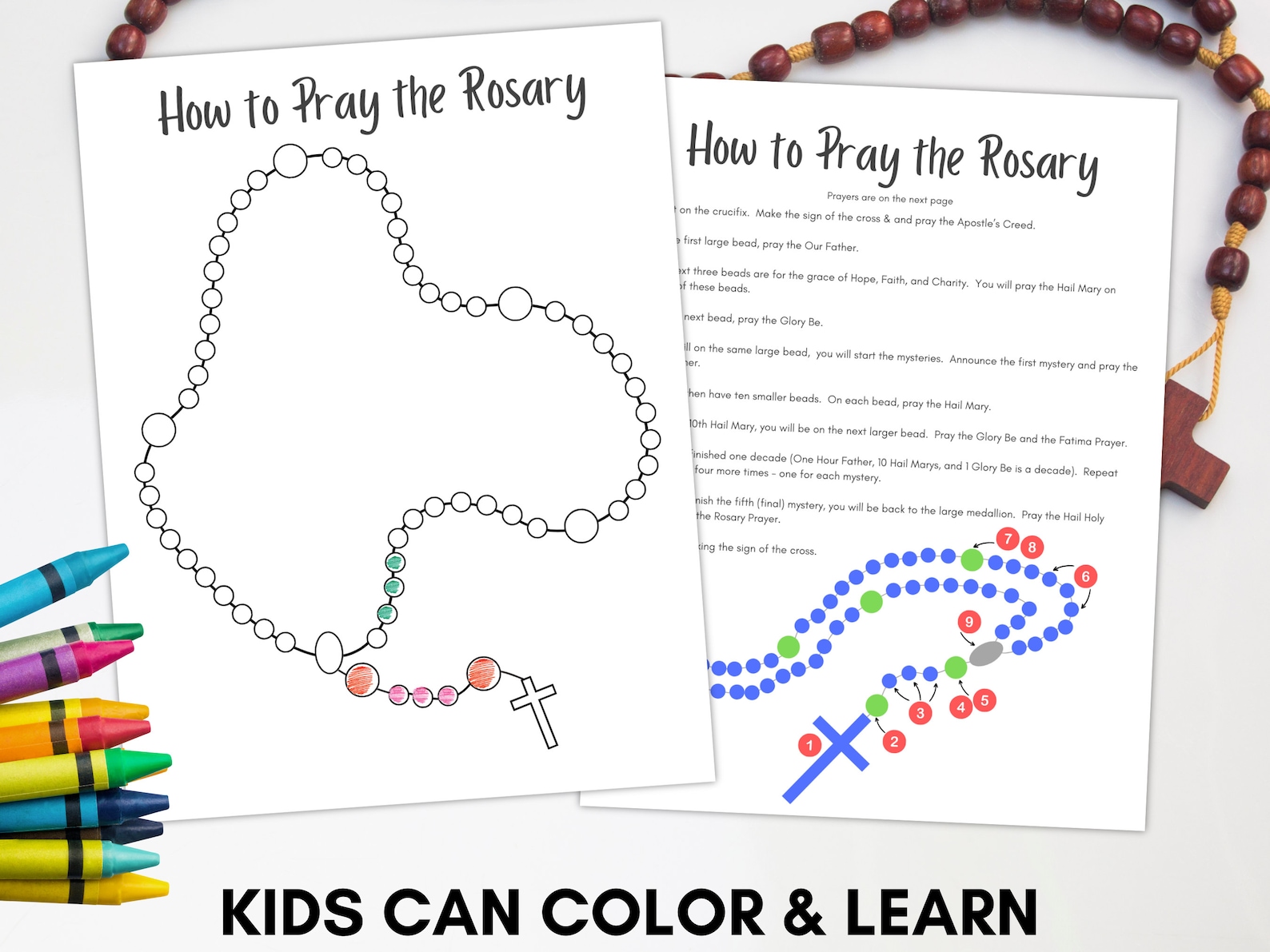 How to Pray the Rosary, Catholic Kids Printable Prayer, Printable PDF ...
