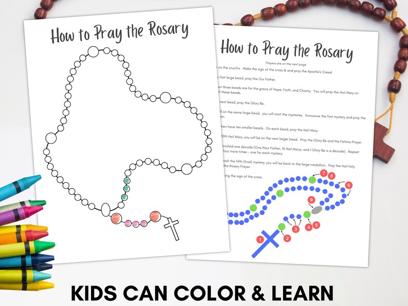 How to Pray the Rosary, Catholic Kids Printable Prayer, Printable PDF ...