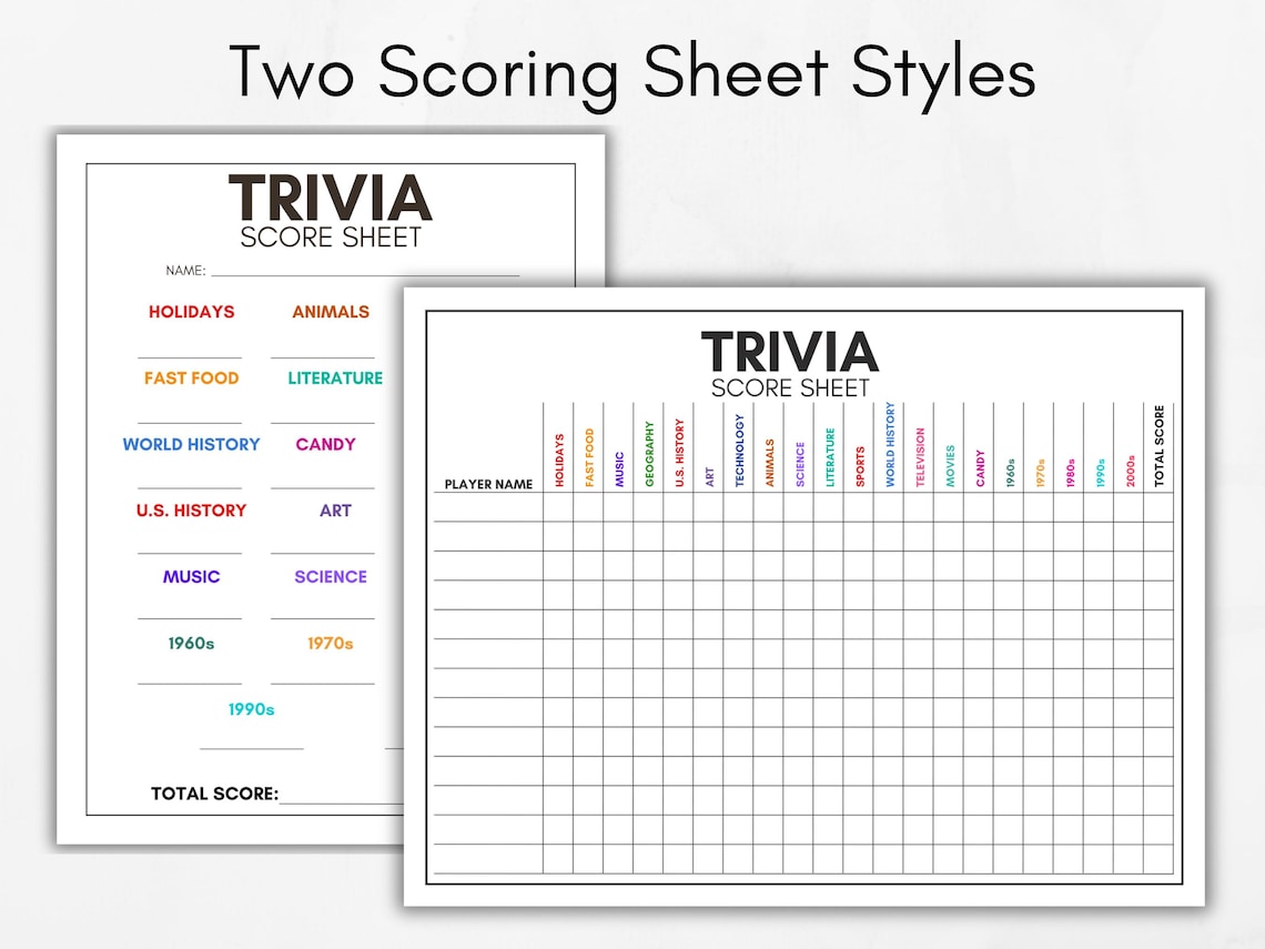 Pub Trivia Games Bundle, Trivia Night Games, Family Game Night, Trivia ...