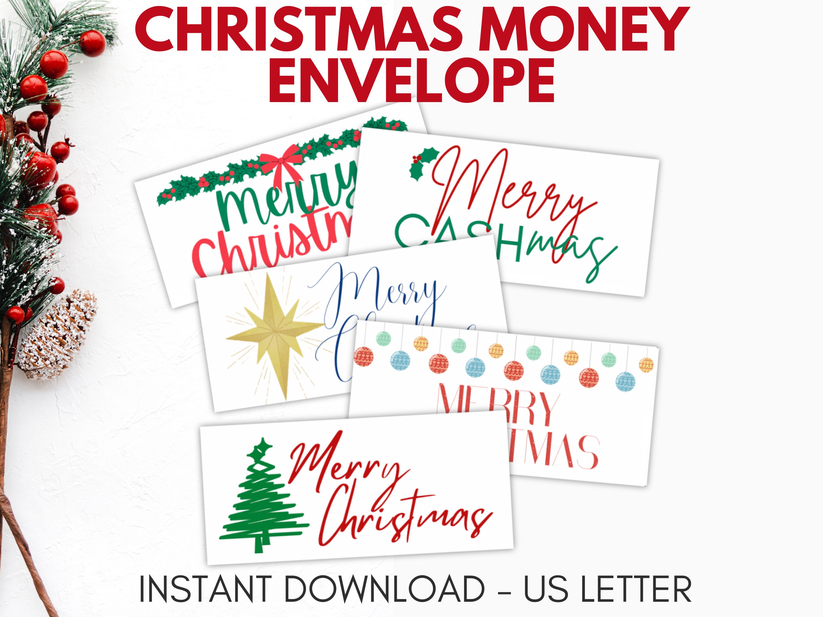 Printable Christmas Money Envelope, Money Holder for Christmas ...