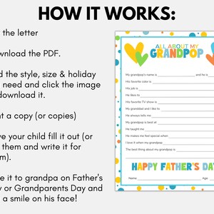 All About My Grandpop Printable, Grandpa Father's Day Gift, All About ...