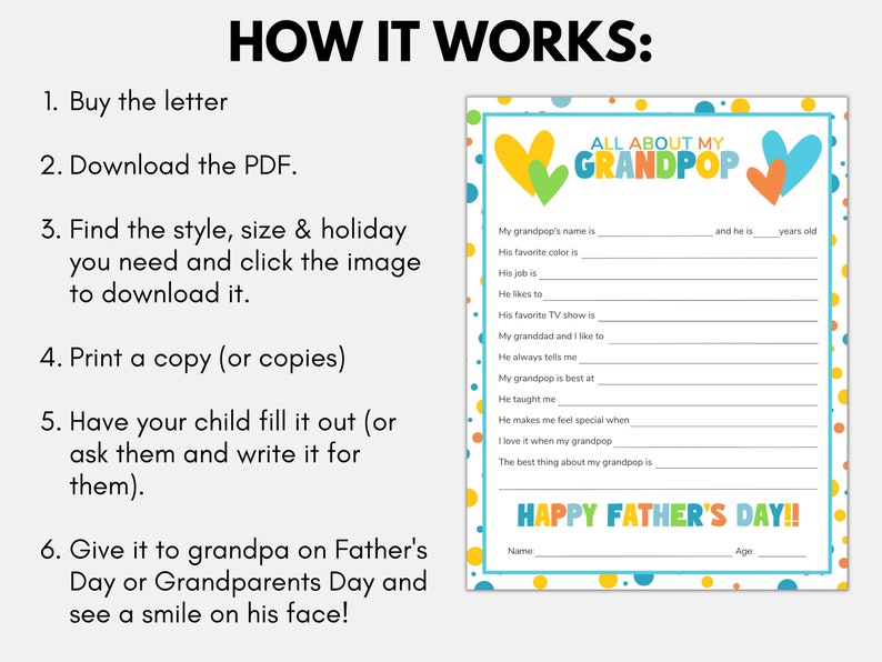Todo sobre mi abuelo imprimible regalo del día del padre del - Etsy México