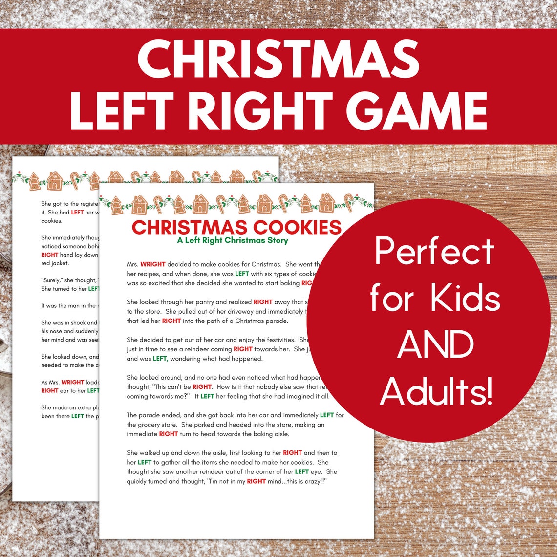Christmas Left Right Game, Right Left Christmas Game, Christmas Pass ...