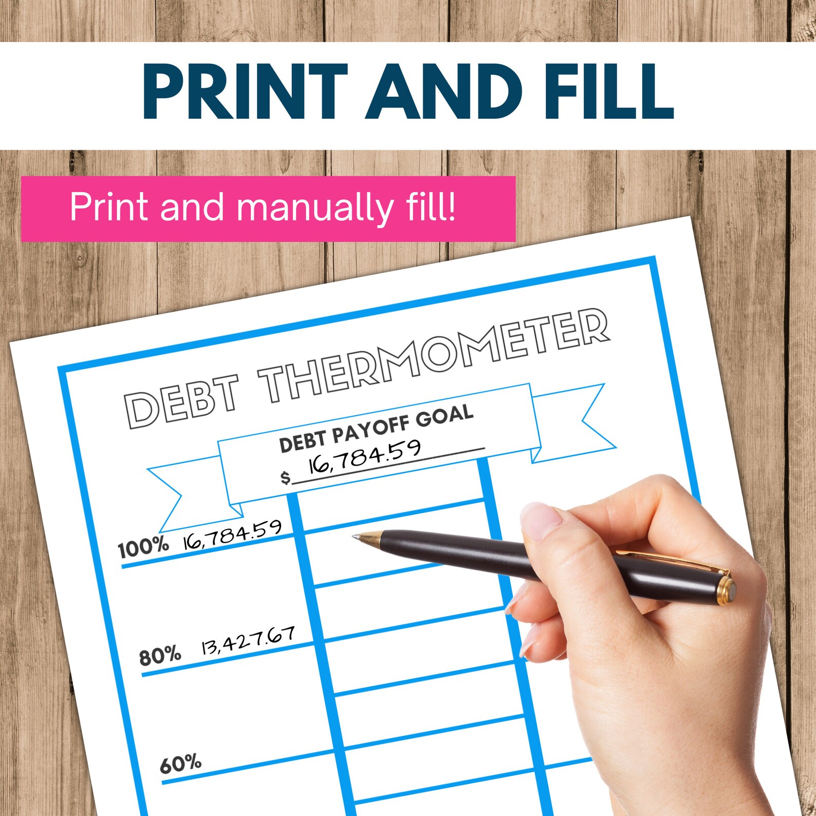 Printable Debt Thermometer Debt Payoff Tracker Printable - Etsy