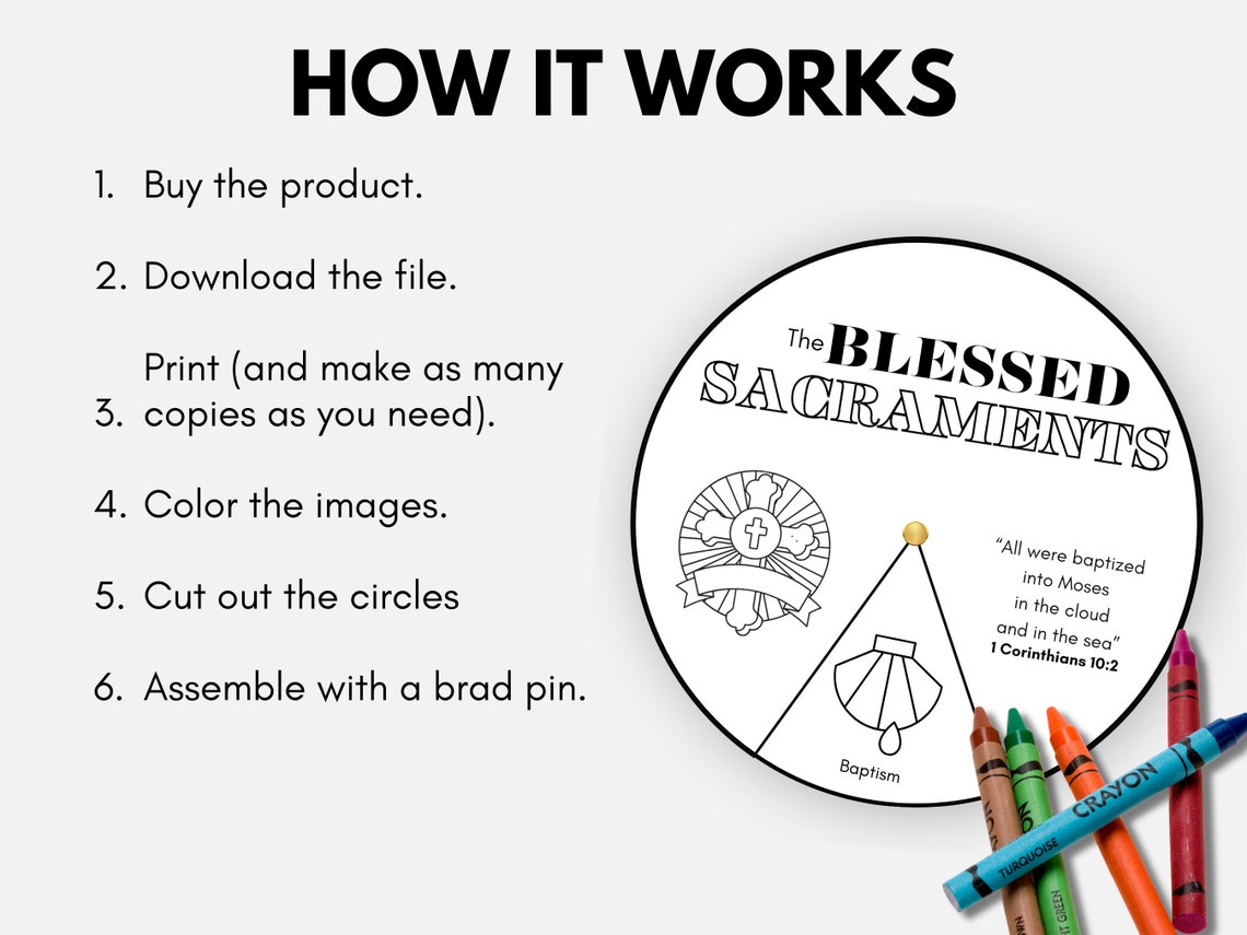 Seven Sacraments Coloring Wheel, 7 Sacraments Coloring Page, Catachesim ...