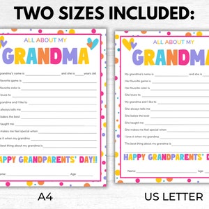 All About My Grandma Printable, Grandparents Day Printable ...