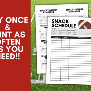 Football Snack Schedule Signup, Football Snack Signup Sheet, Team Mom ...