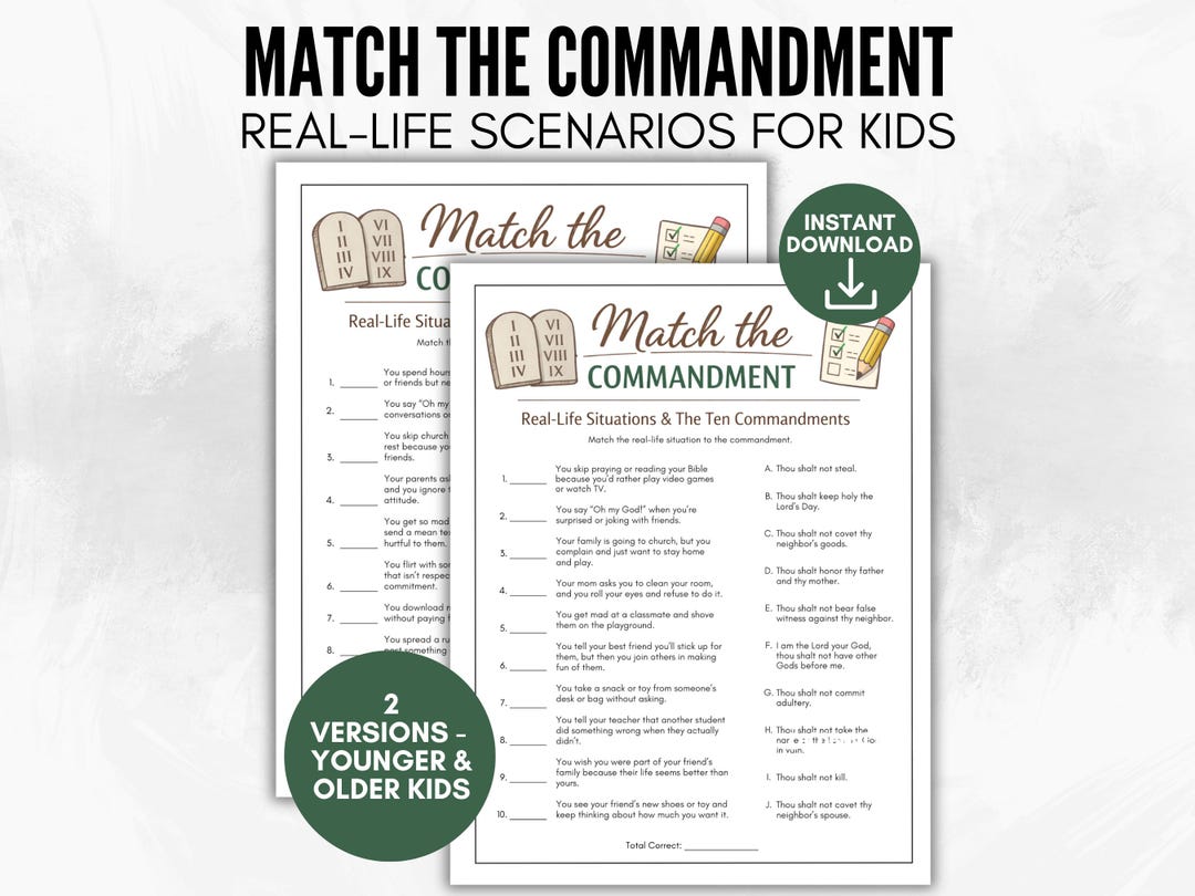 Ten Commandments Game for Kids, Moses Sunday School Games, Youth Group ...