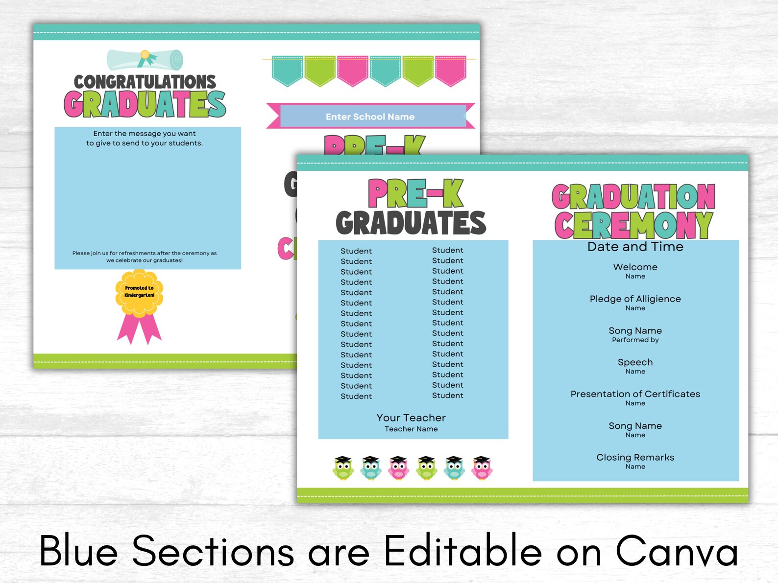 Preschool Graduation Program Template, Graduation Program for Preschool ...