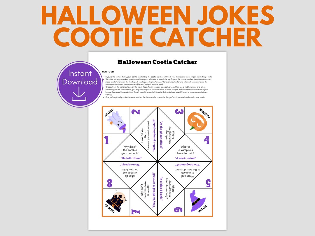 Halloween Cootie Catcher, Halloween Joke Teller Template, Halloween ...