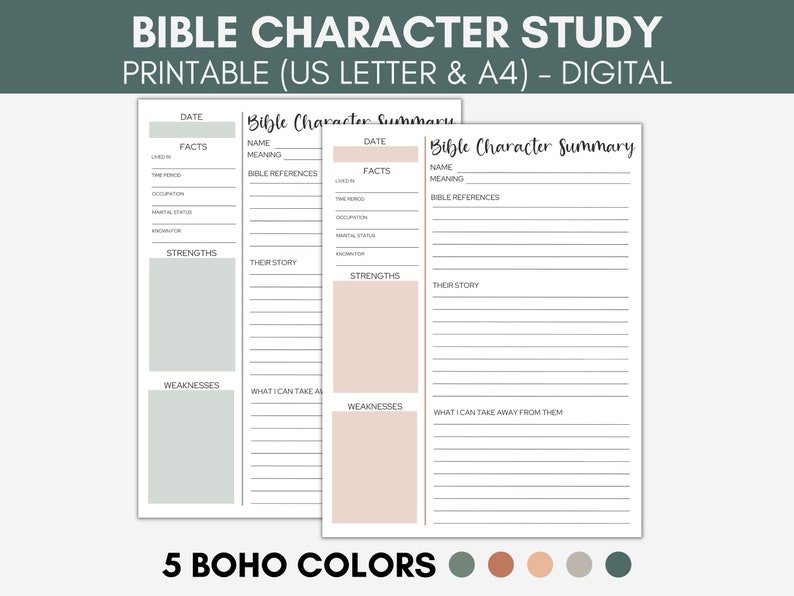 Bible Character Study Template, Printable Bible Character Study, Bible ...