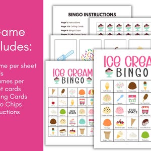 Ice Cream Bingo, Ice Cream Shop Bingo, Printable Bingo Cards, Ice Cream ...