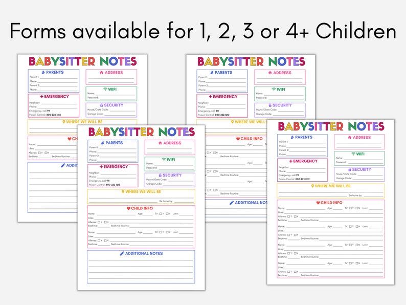Babysitter Information Sheet Babysitter Checklist Printable - Etsy
