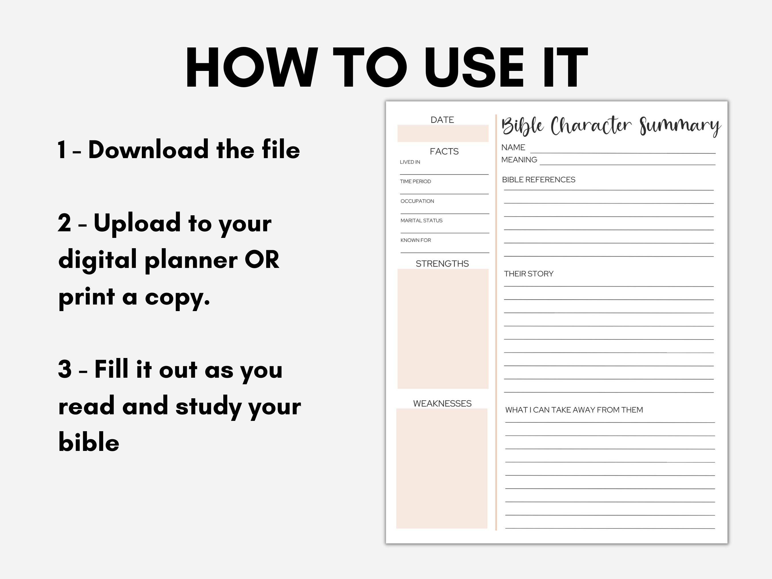 Bible Character Study Template, Printable Bible Character Study, Bible ...