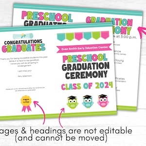 Preschool Graduation Program Template, Graduation Program for Preschool ...