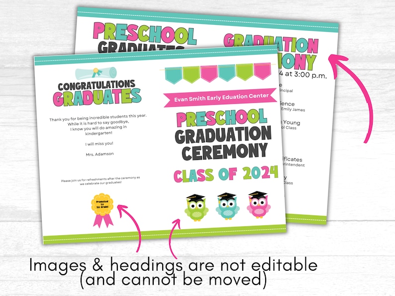 Preschool Graduation Program Template, Graduation Program for Preschool ...