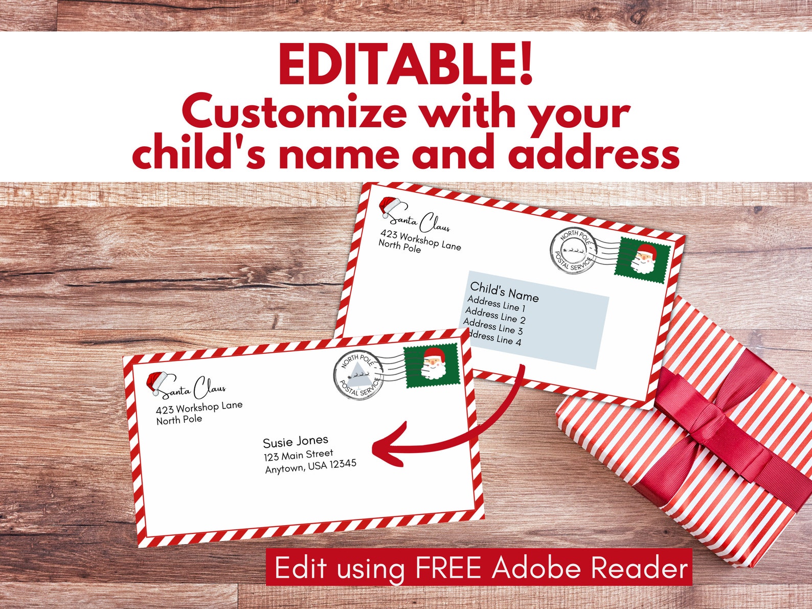 Printable Santa Claus Envelope, Letter From Santa Envelope, Santa ...