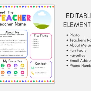 Meet the Teacher Classroom Printable, Rainbow Meet the Teacher ...