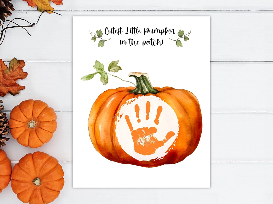 Pumpkin Handprint Art Printable, Pumpkin Printable, Halloween Handprint ...