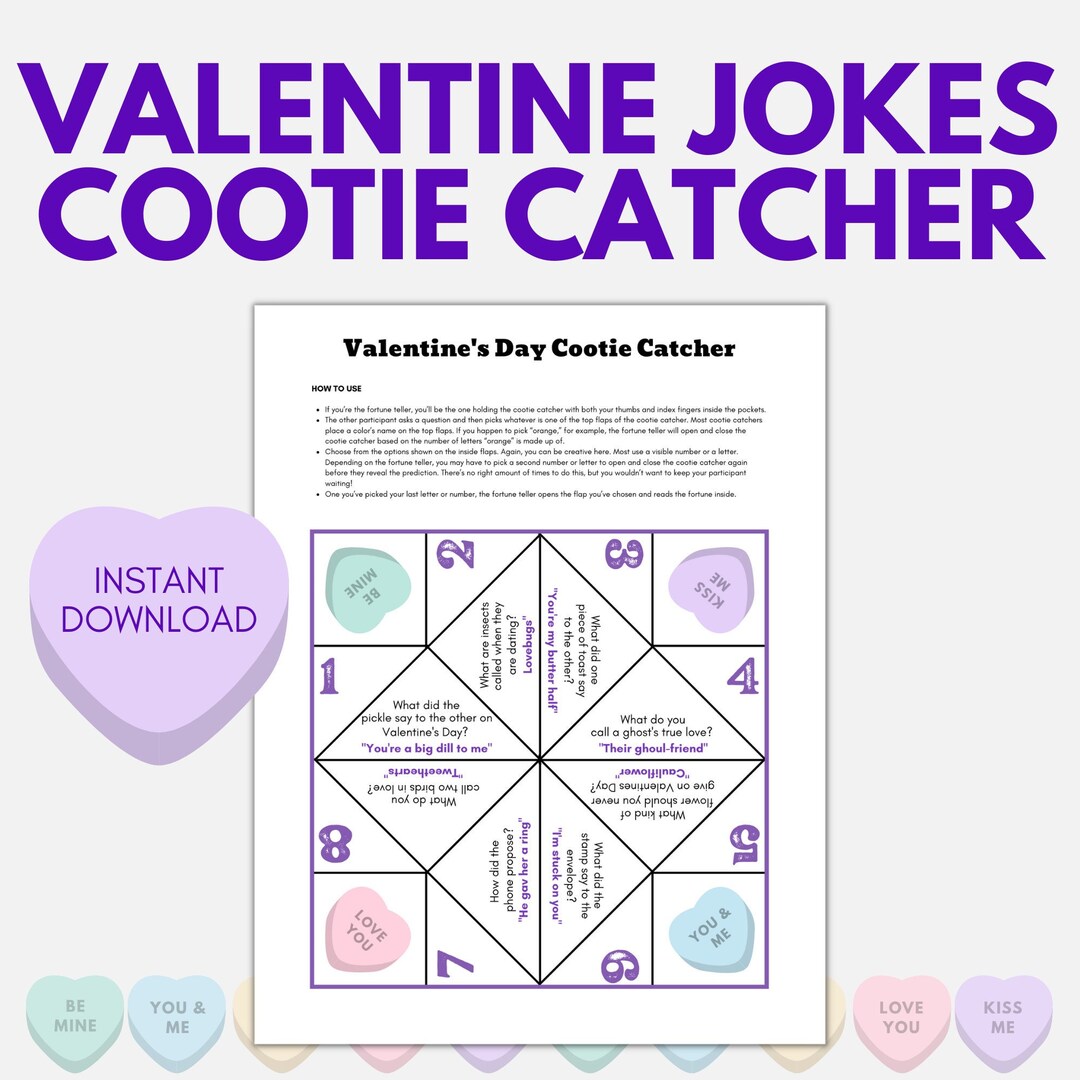 Valentine's Day Joke Teller, Cootie Catcher Template, Valentine Fortune ...