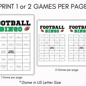 Football Bingo, Football Watch Party Game, Football Game Printable ...