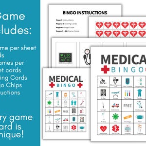 Medical Bingo, Printable Doctor Bingo Cards, Nurse Bingo, Nurse ...