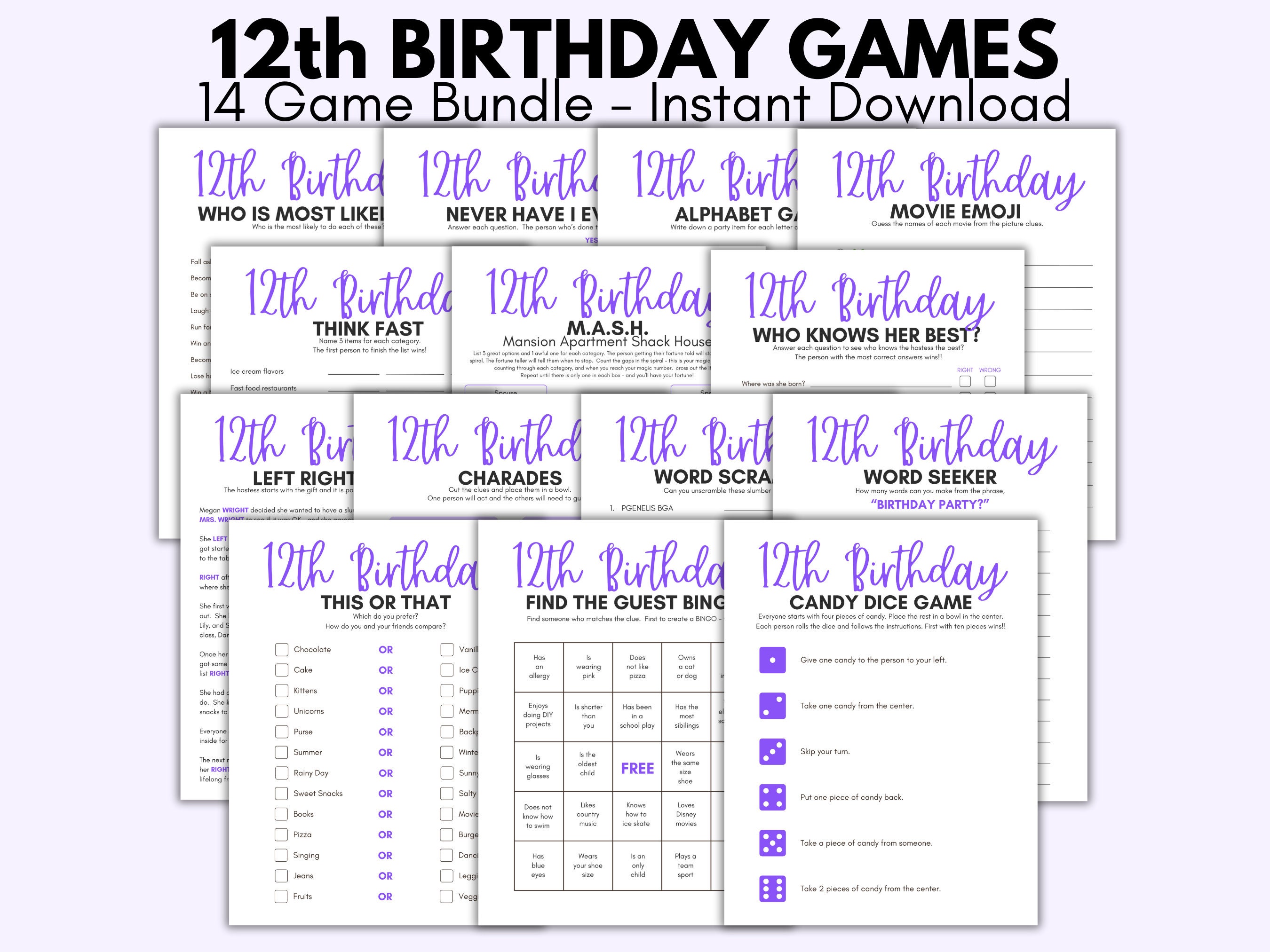 12th Birthday Party Games, 12 Year Old Party Games, Twelfth Birthday ...