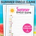 Summer Emoji Game, Summer Emoji Printable, Summer Party Game, Pool ...