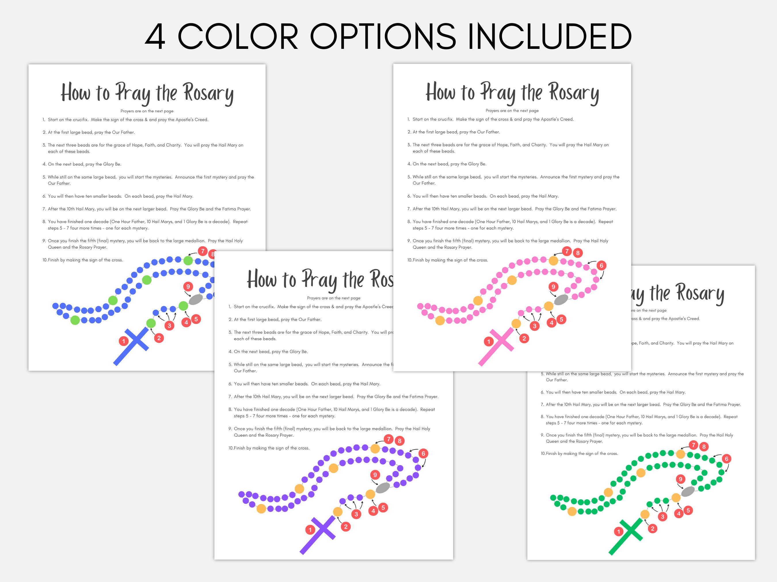 How to Pray the Rosary, Catholic Kids Printable Prayer, Printable PDF ...