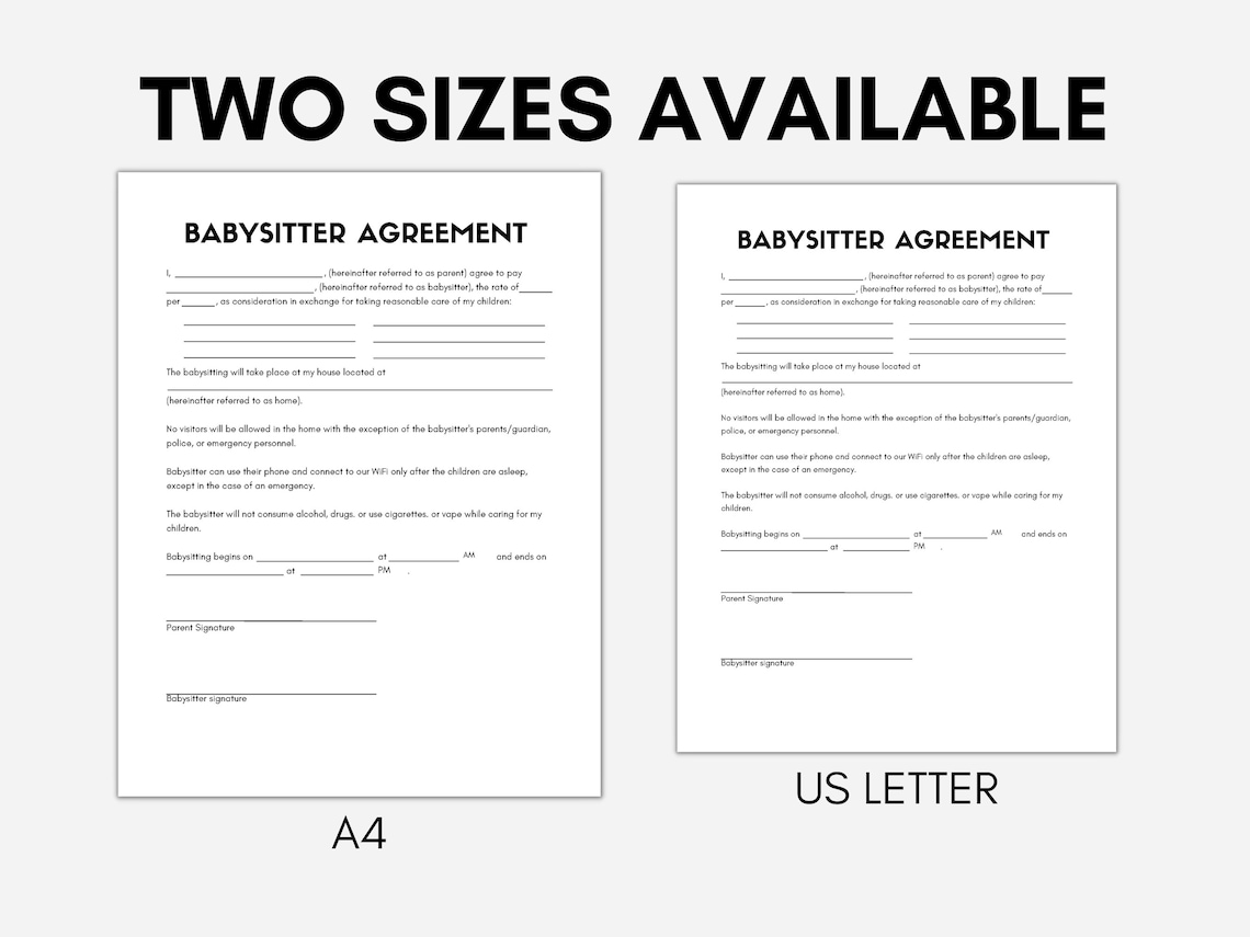 Babysitting Contract Template, Nanny Services Contract Agreement ...