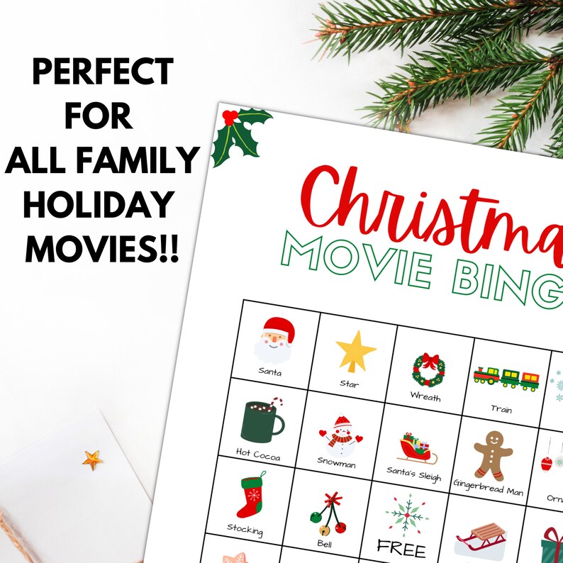 Christmas Movie Bingo for Kids, Christmas Bingo Printable, Kids ...