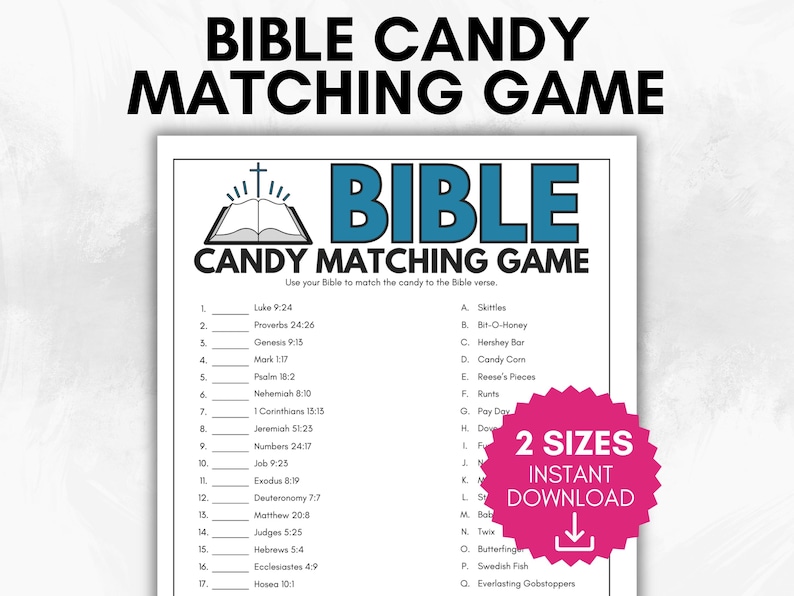 Bible Candy Match Game, Bible Match Party, Bible Games for Kids, Bible ...