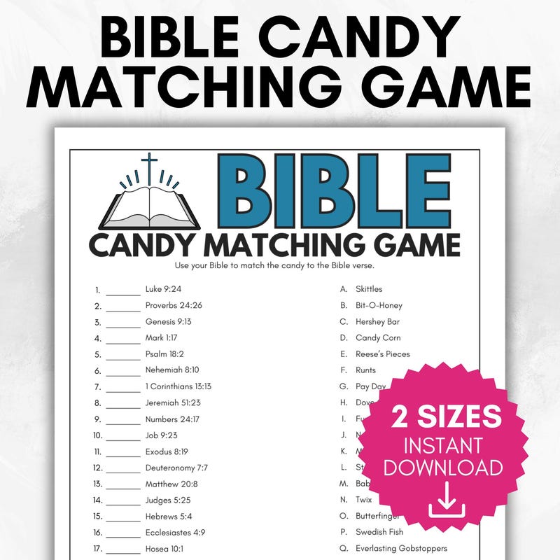Bible Candy Match Game - Etsy