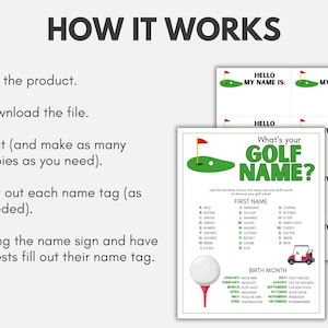 What's Your Golf Name Game With Sign and Name Tags, Golf Birthday Game ...