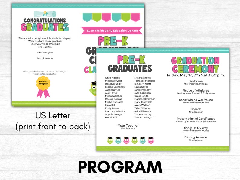 Pre-k Graduation Templates, Prek Graduation Invite, Pre-k Graduation ...