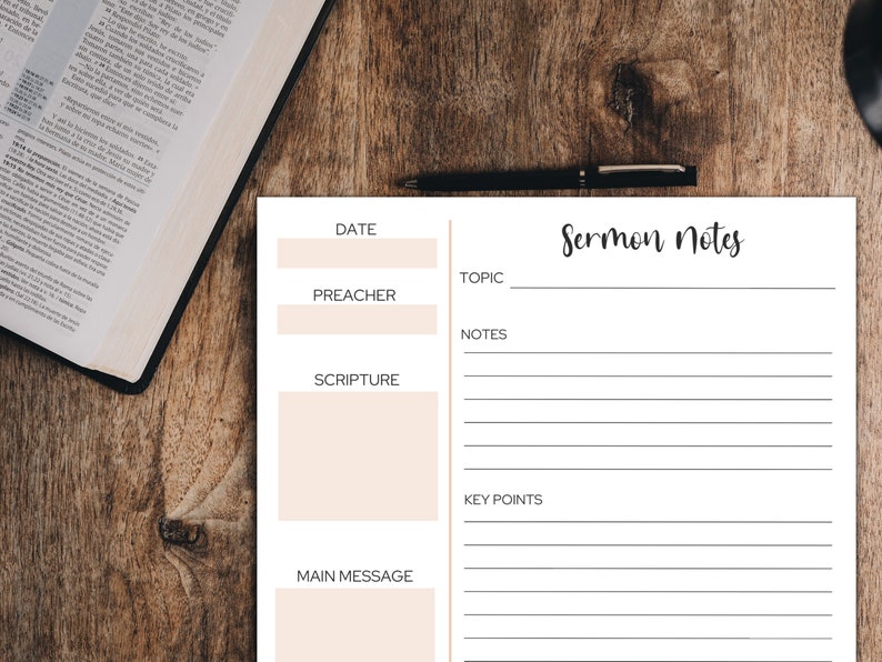Sermon Notes Template, Printable Sermon Notes,digital Sermon Notes ...