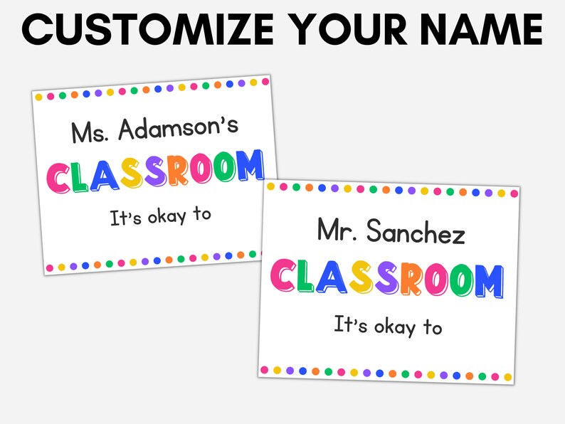 Customizable Classroom Posters, Posters for Kindergarten Classroom ...