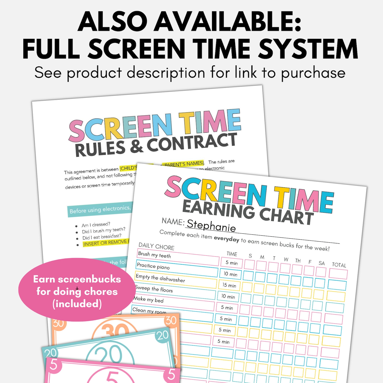 Screen Time Rules, Screen Time Contract, - Etsy Canada