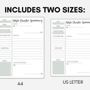 Bible Chapter Summary Template Printable Bible Chapter - Etsy