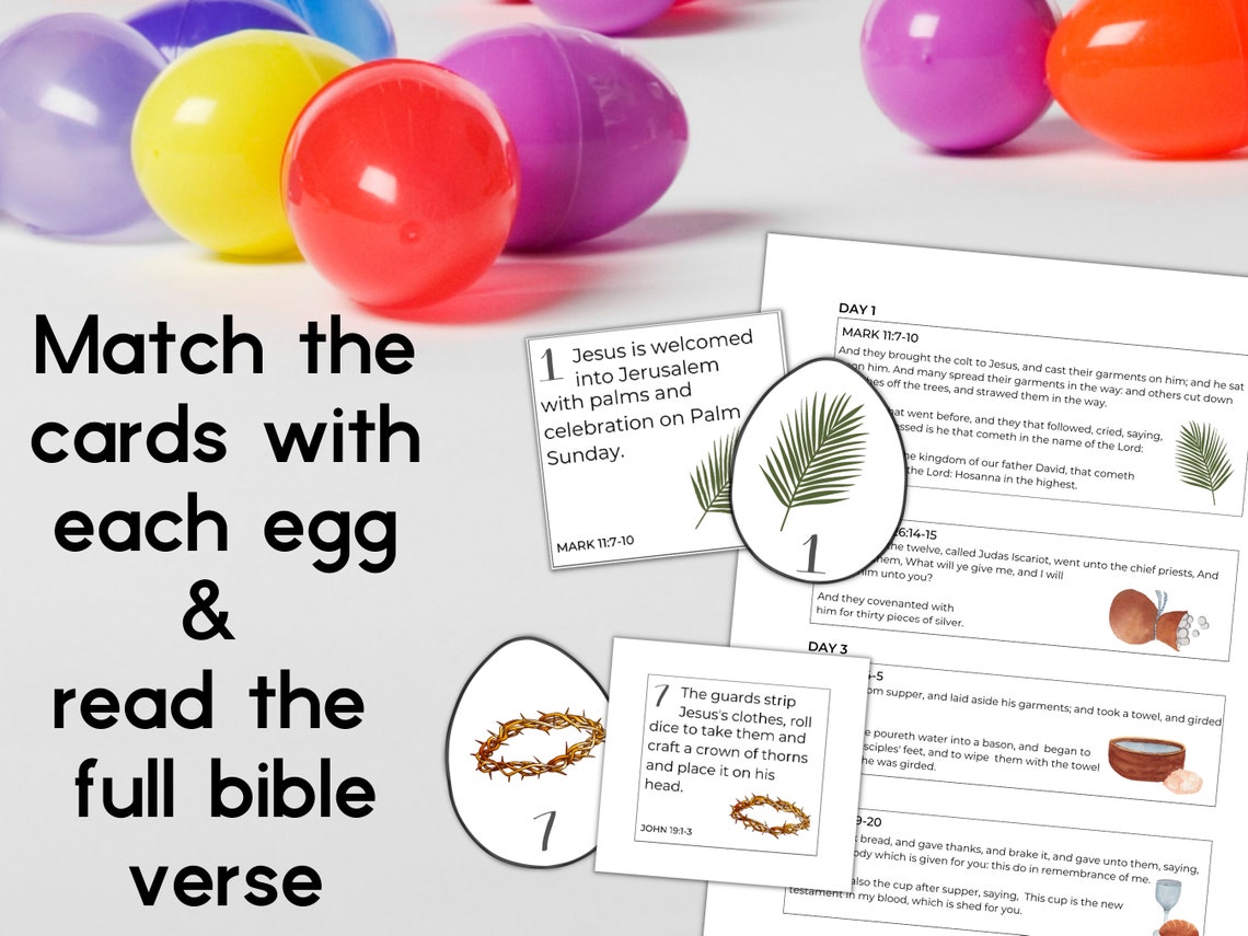 Resurrection Eggs Printable, Printable Easter Story Cards, Bible Verse ...