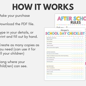 Editable School Planner, Kids School Day Checklist, Routine Chart ...