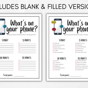Editable What's on Your Phone Game, What's on Your Cell Phone, What's ...