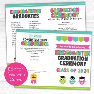 Kindergarten Graduation Program Template, Graduation Program for ...