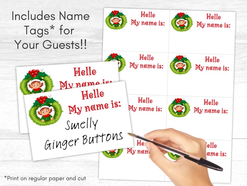 What's Your Naughty Elf Name Game, Elf Party Game, Ugly Sweater Game ...
