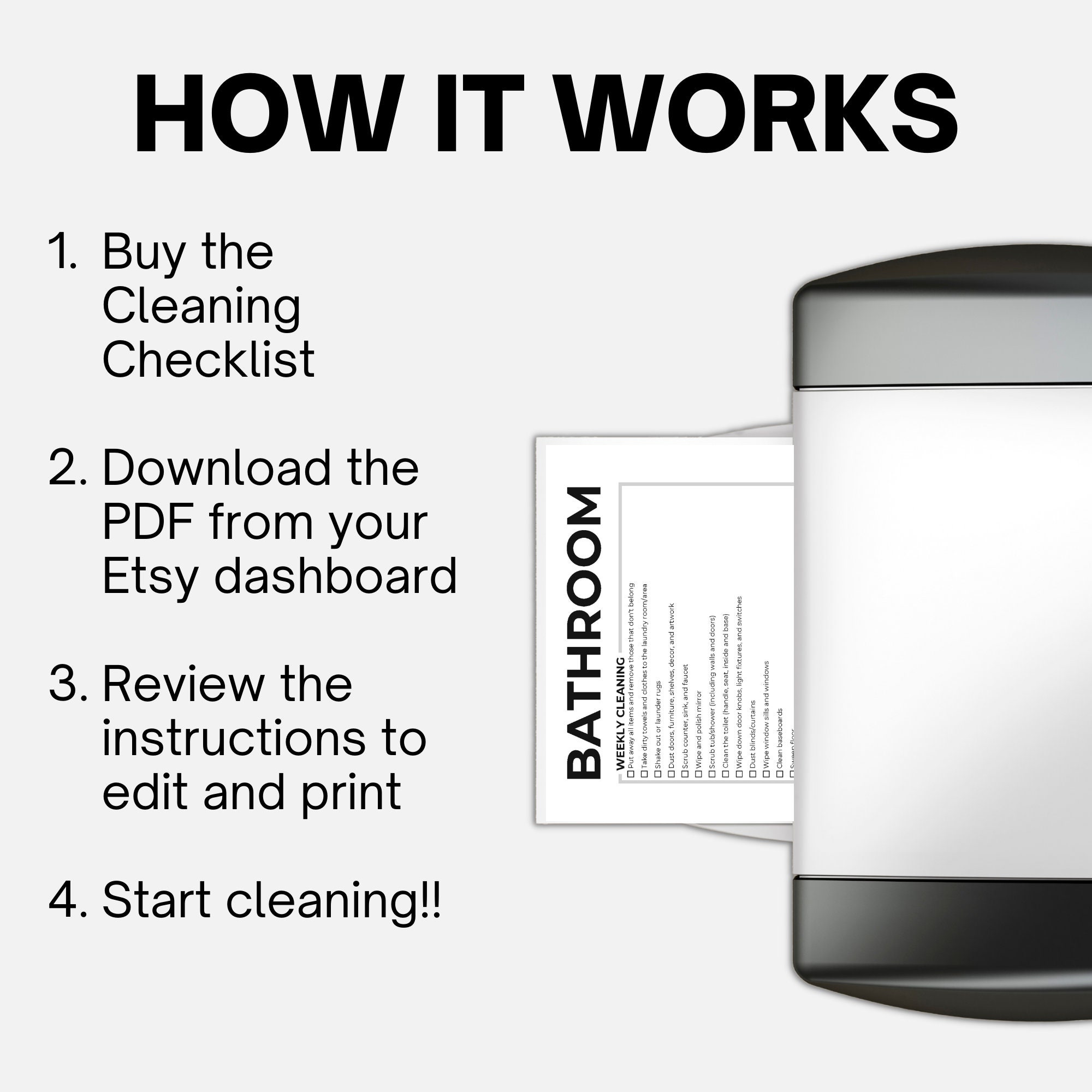 Editable Cleaning Checklist, Weekly Cleaning Checklist, Checklist Room ...