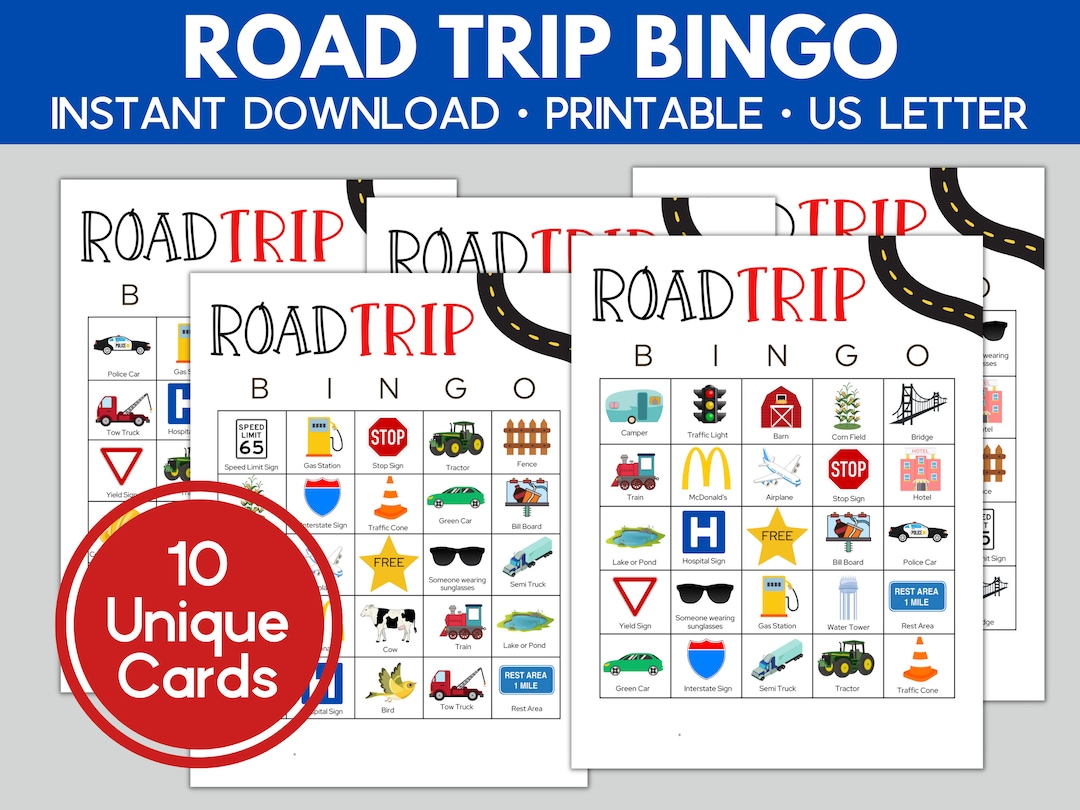 Road Trip Bingo, Kids Road Trip Games Printable, Travel Printables ...