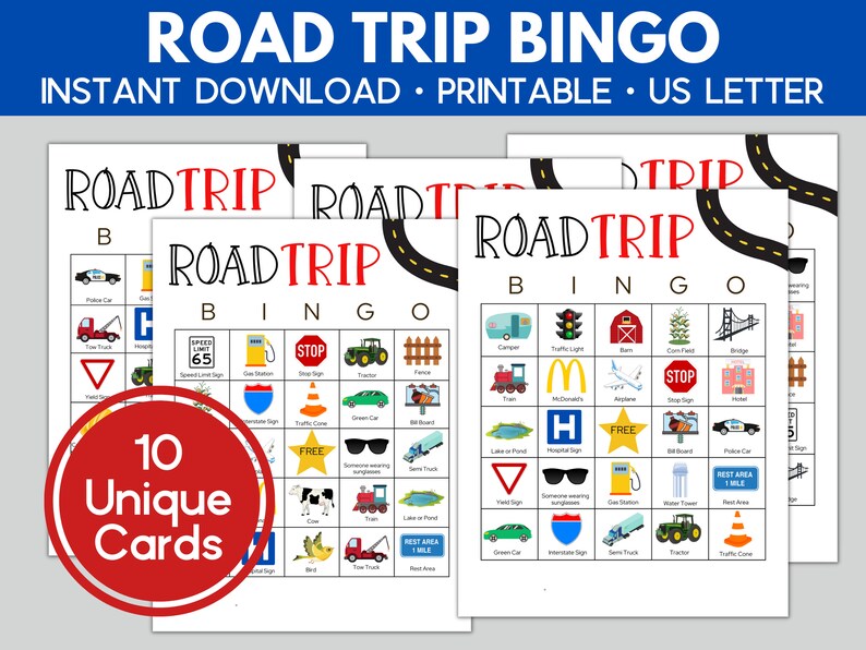 Road Trip Bingo, Kids Road Trip Games Printable, Travel Printables ...