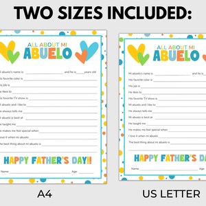 All About Mi Abuelo Printable, Grandpa Father's Day Gift, All About ...